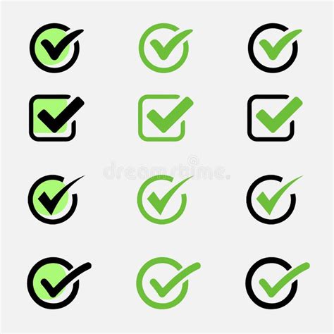 Check Box Icon With Correct Accept Checkmark Icons Green Tick Box Stock Vector Illustration