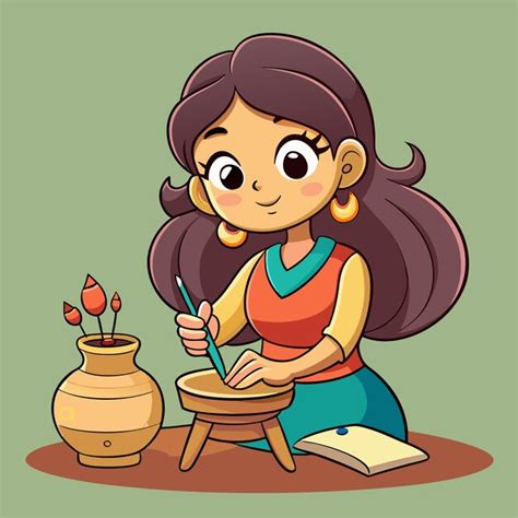 Mulher Bonita Vector Clipart De Cerâmica Vetor Premium Gerado Com Ia