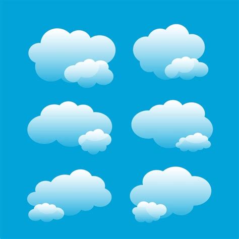 Free Vector Pack Of Realistic Cute Clouds Element For Climate Space