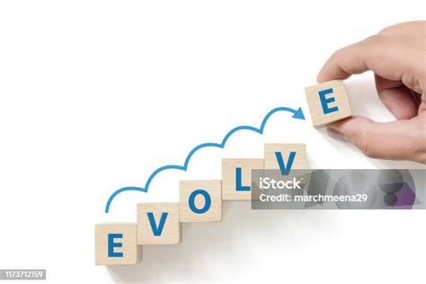 단어 Evolve와 텍스트에 대한 복사 공간과 흰색 배경에 나무 큐브 블록 기대에 대한 스톡 사진 및 기타 이미지 기대 새로운 직원 Istock