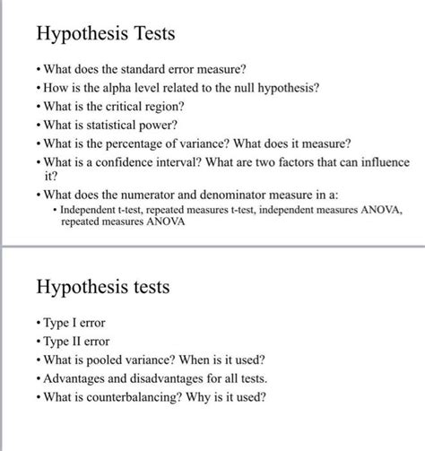 Solved Hypothesis Tests What Does The Standard Error Chegg Com