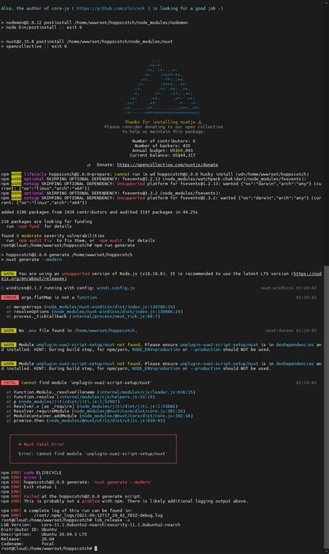 Npm Run Generate Error · Issue 1823 · Hoppscotchhoppscotch · Github