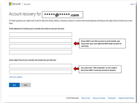 Recover Your Microsoft Account Using The Online Validation Formacsr