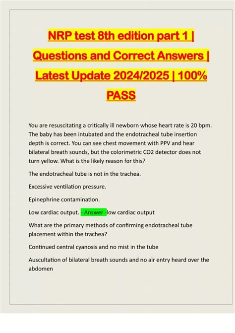 NRP Test Th Edition Part Questions And Correct Answers Latest Update