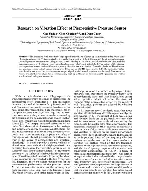 Pdf Research On Vibration Effect Of Piezoresistive Pressure Sensor