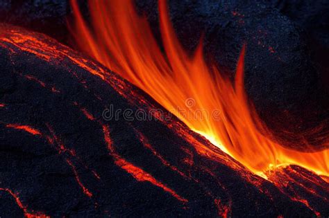 Flashes Of Bright Fire From Lava Texture Spreading Over Surface Stock Image Image Of Generated