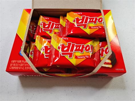 크라운제과 빅파이 216g 딸기맛 개수 칼로리 편의점 과자 리뷰 네이버 블로그