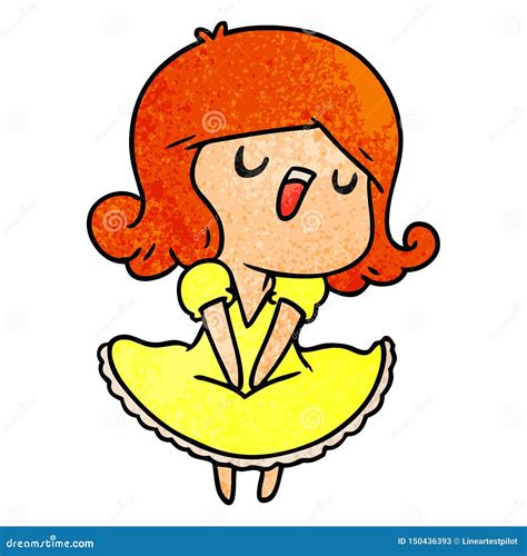 Dibujo Animado De Una Linda Cantante Chica Kawaii Ilustración Del