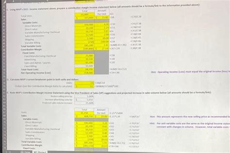 Solved Sales Price Per Unit All Vatiable Expenses In The Chegg Com