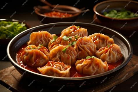 Tempting Chilli Garlic Momos Momos Dumplings Picture Photography