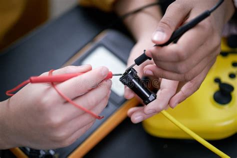 Connecting Electrical Components Using Multimeter Probes Stock Image