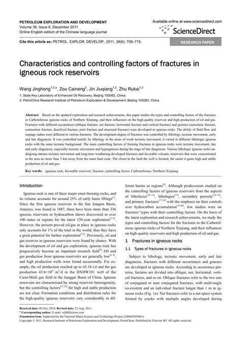 Pdf Characteristics And Controlling Factors Of Fractures In Igneous Rock Reservoirs