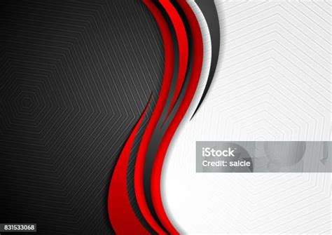 Абстрактный Красный Черный Серый Волнистый Фон Технологий — стоковая векторная графика и другие