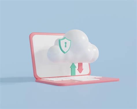 Premium Photo 3d Render Computer Laptop With Cloud Online Data Download And Upload Data