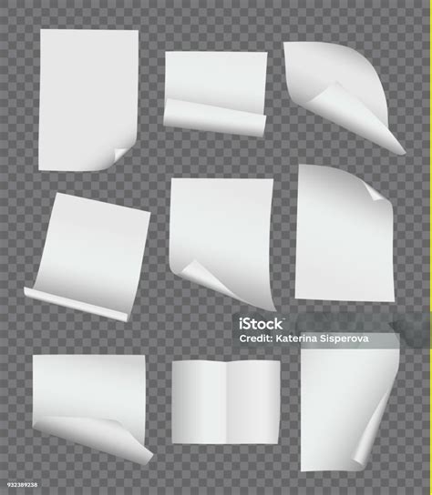 투명 한 배경에서 분리 하는 다른 위치에 빈 종이 페이지의 벡터 컬렉션 0명에 대한 스톡 벡터 아트 및 기타 이미지 0명 3차원 형태 가장자리 Istock