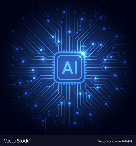 Artificial Intelligence Chipset On Circuit Board Vector Image
