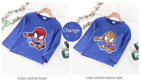 Футболка с пайетками и супергероями для маленьких мальчиков детская футболка с длинными