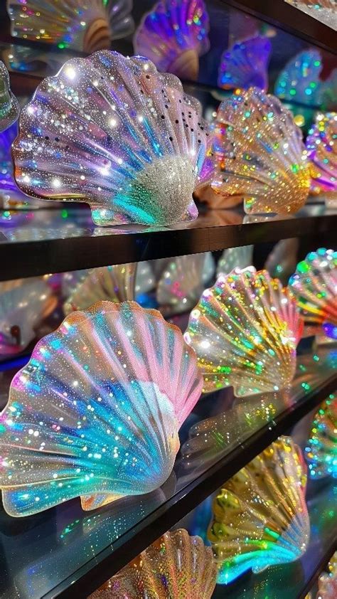 Seashells But Make Them Very Sparkly And Iridescent 🩷🐚 Iridescentshells Iridescent Shells