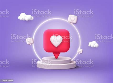 알림 아이콘처럼 아이콘 개념과 같은 소셜 미디어 댓글과 추종자 3d 벡터 일러스트레이션 Brand Name Online Messaging Platform에 대한 스톡 벡터
