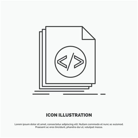Code Coding File Programming Script Icon Line Vector Gray Symbol