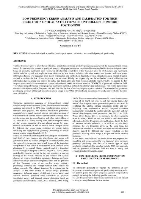 Pdf Low Frequency Error Analysis And Calibration For High Resolution