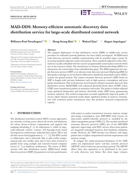 pdf mad‐dds memory‐efficient automatic discovery data distribution service for large‐scale