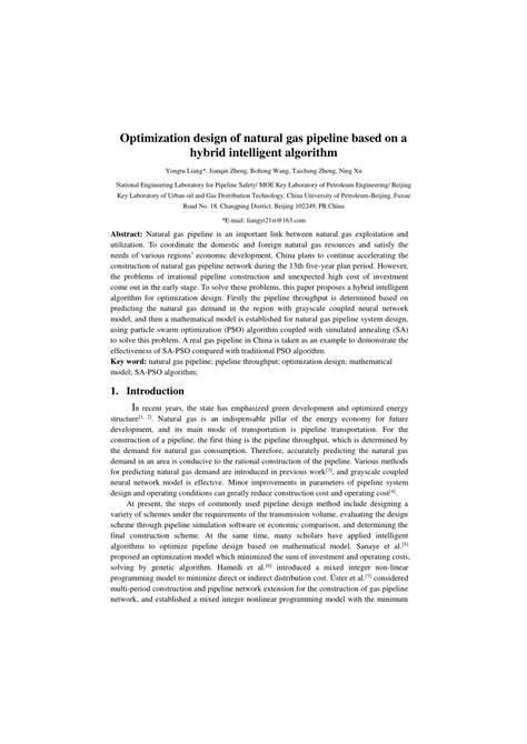 Pdf Optimization Design Of Natural Gas Pipeline Based On A Hybrid Intelligent Algorithm