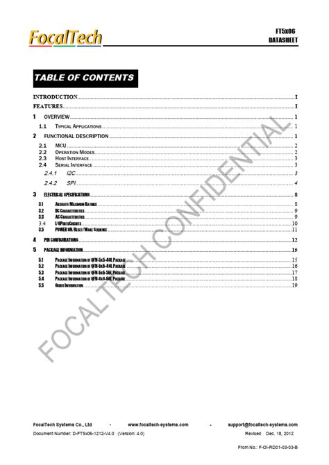 FT5206GE1 True Multi Touch Capacitive Touch Panel Controller FocalTech Systems