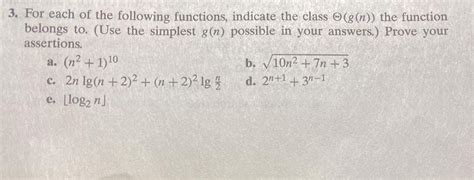 solved for each of the following funcitons indicate the