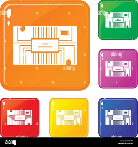 Microchip Icons Set Vector Color Stock Vector Image And Art Alamy