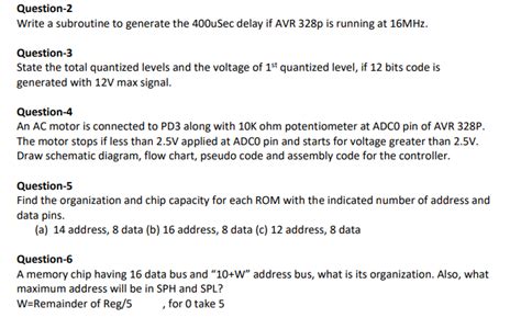 Question 2 Write A Subroutine To Generate The 400 Chegg