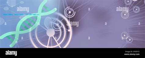 Composition Of Dna Strand And Scopes Scanning Over Blue Background Stock Photo Alamy