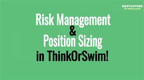 Thinkorswim Risk Management And Position Sizing Thinkorswim Tutorial Youtube