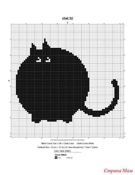 Схемы кошек и котов для филейного вязания Современная вышивка крестом Узоры для вышивки
