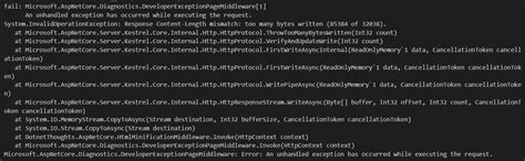Systeminvalidoperationexception Response Content Length Mismatch Too Many Bytes Written