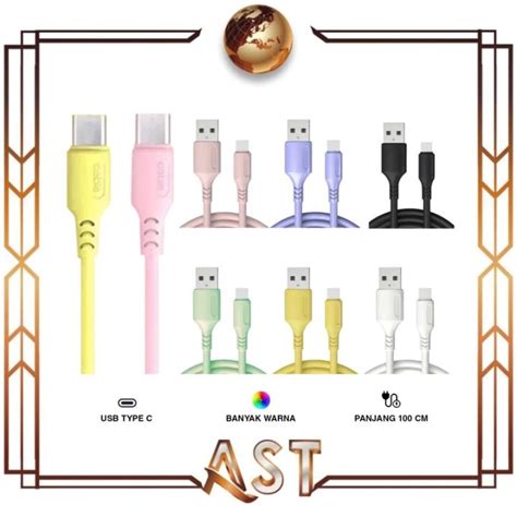 Kabel Macaron Type C Cable Data Makaron Fast Tipe Fast Charger Warna Hijau Hitam Putih Ungu