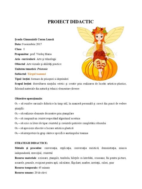 Proiect Didactic Clasa I Avap