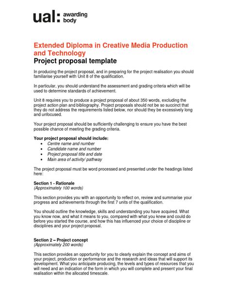 Fmp Project Proposal Template Year 1 Pdf Filmmaking