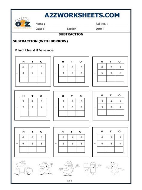 A2zworksheetsworksheet Of Subtraction 04 Subtraction Maths