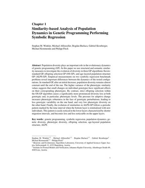 Pdf Similarity Based Analysis Of Population Dynamics In Genetic