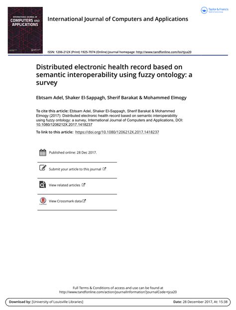 Pdf Distributed Electronic Health Record Based On Semantic Interoperability Using Fuzzy