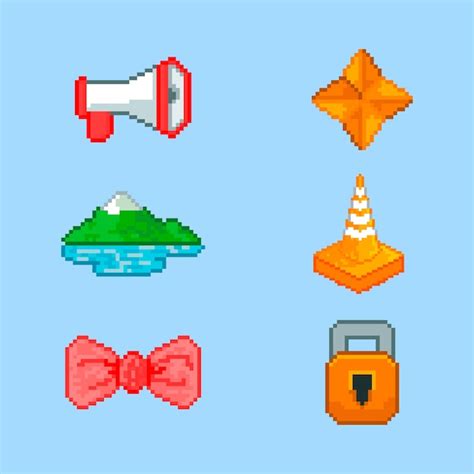 Free Vector Flat Design Pixel Art Element Collection