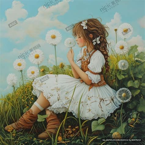 Ai创作图小女孩壁画 小雏菊壁画 小女孩装饰画 女孩装饰画 无框画女孩 草原野花少女 百花丛中的小女孩 花丛里的少女 小雏菊油画 女孩无框画 数字油画插画设计 唯美人物油画 少女装饰画 女孩
