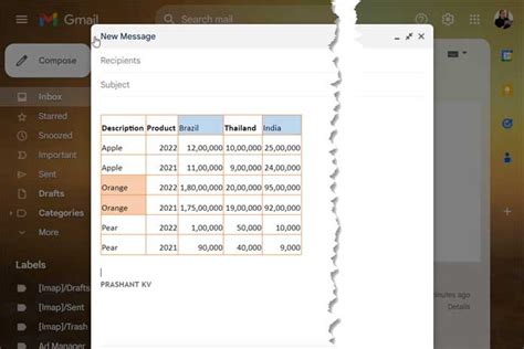 How To Insert Excel Table In Gmail With Borders Tutorial