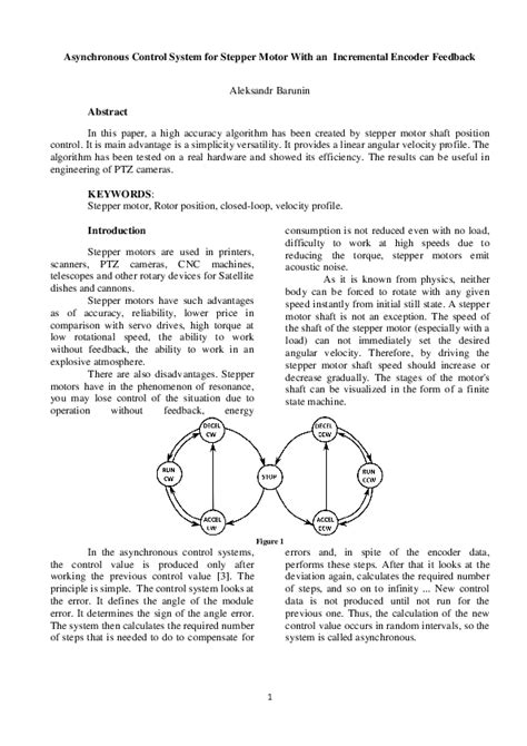 Pdf Asynchronous Control System For Stepper Motor With An Incremental Encoder Feedback