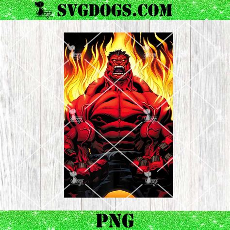 Marvel Universe Classic Red Hulk Extreme Rage On Fire Png