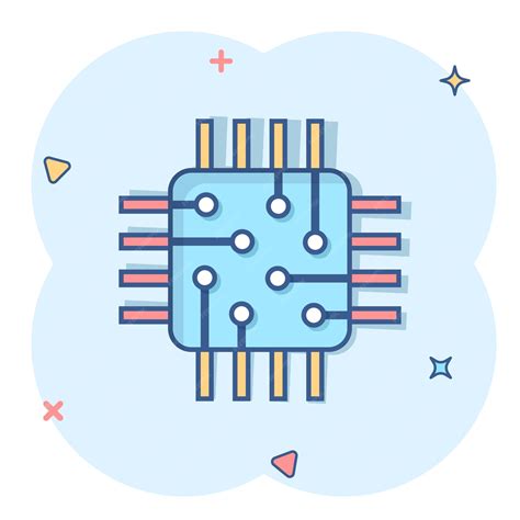 Premium Vector Computer Cpu Icon In Comic Style Circuit Board Cartoon Vector Illustration On