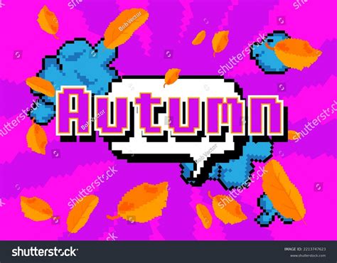 Autumn Pixelated Word Geometric Graphic Background Stock Vector