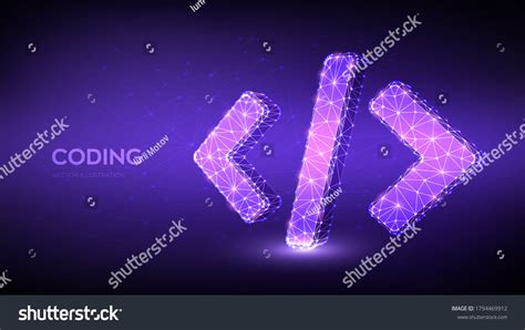 Programming Code Icon D Low Polygonal Stock Vector Royalty Free Shutterstock