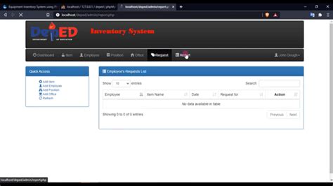 Free Download Equipment Inventory System Project In PHP With Source Code And Database MYSQL With